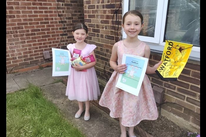 Maddison and Jessica score the winning entry in our Easter competition ...